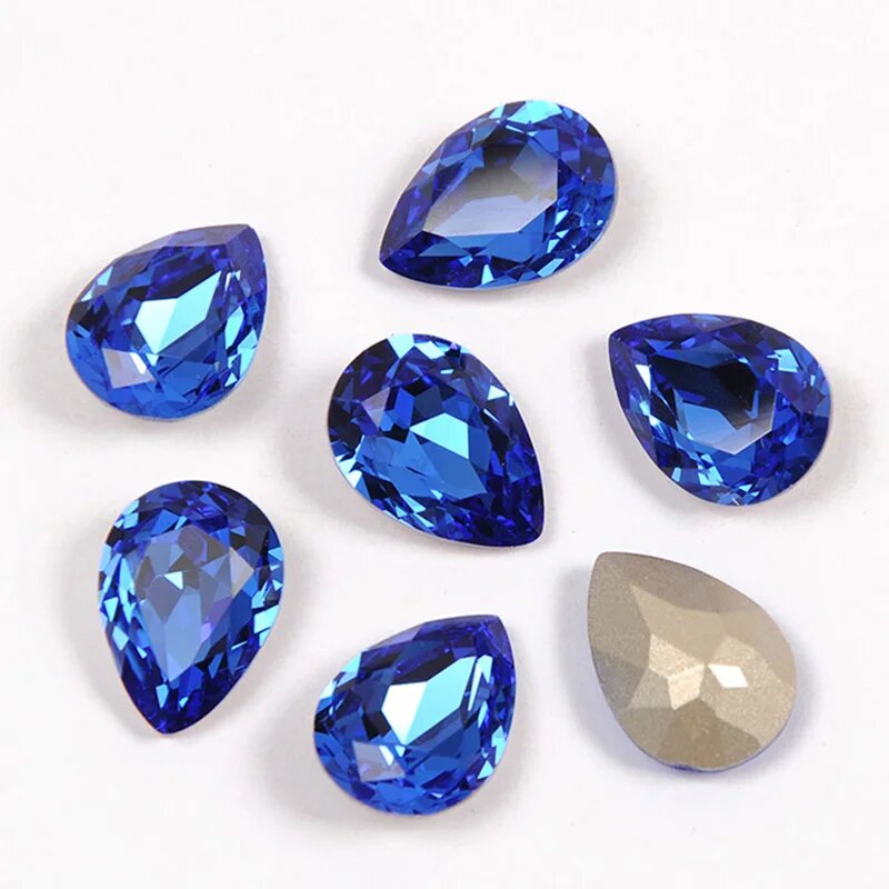 Стразы YANRUO 4320 кристаллы для вышивки 13x18mm 8Pcs, Синий, With Silver Claw, Sapphire
