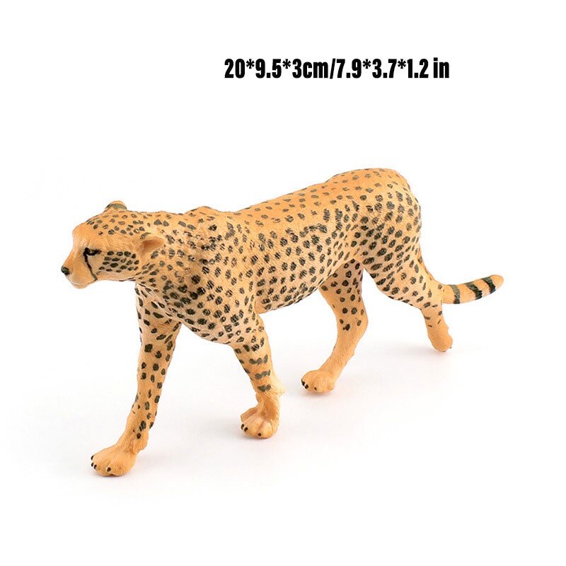 Leopard model figurine, lifelike plastic toy desktop decor, 5-12.5cm long 4-9.5cm high