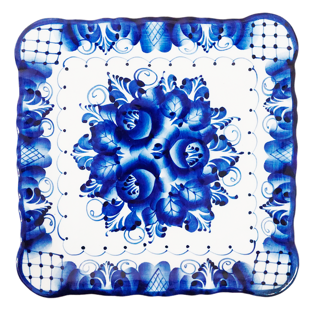 Фарфоровый поднос ручной работы "Ариса", гжель