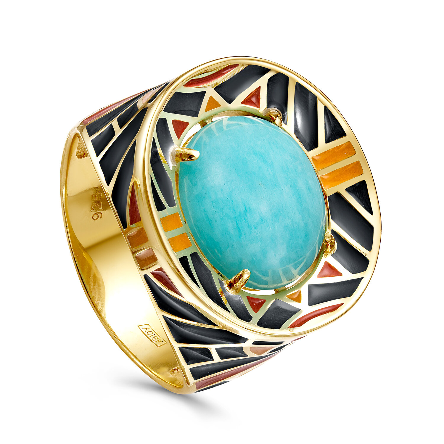 Кольцо, серебро, 925 проба, амазонит