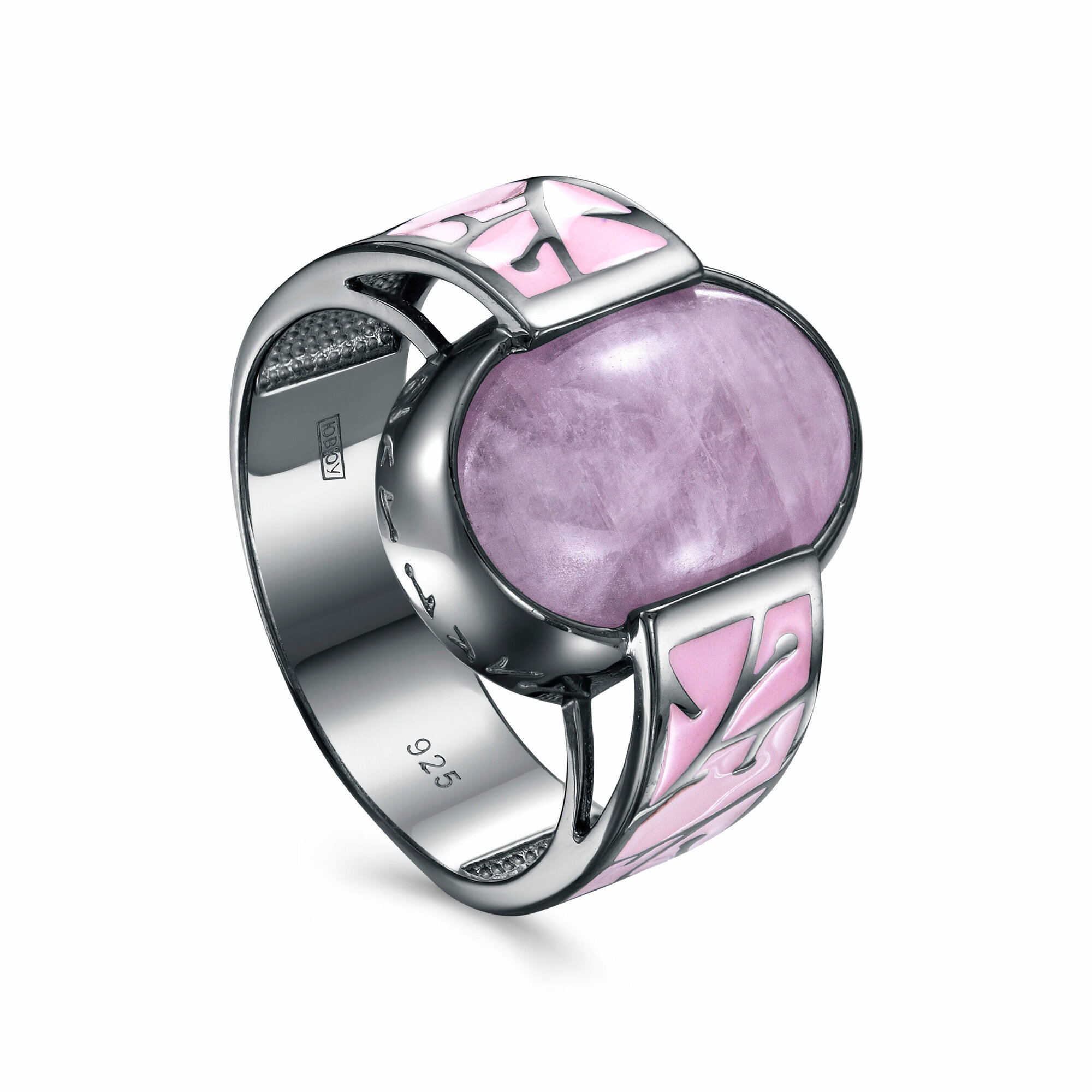 Кольцо, серебро, 925 проба, кунцит