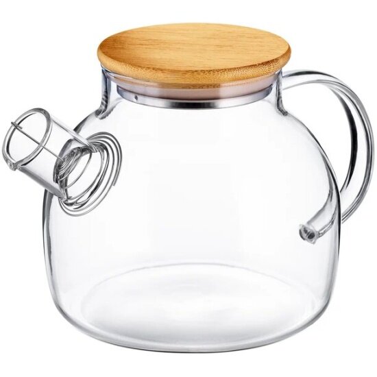 Чайник Teco для заваривания из стекла c крышкой из бамбука 1000 мл TC -212-B