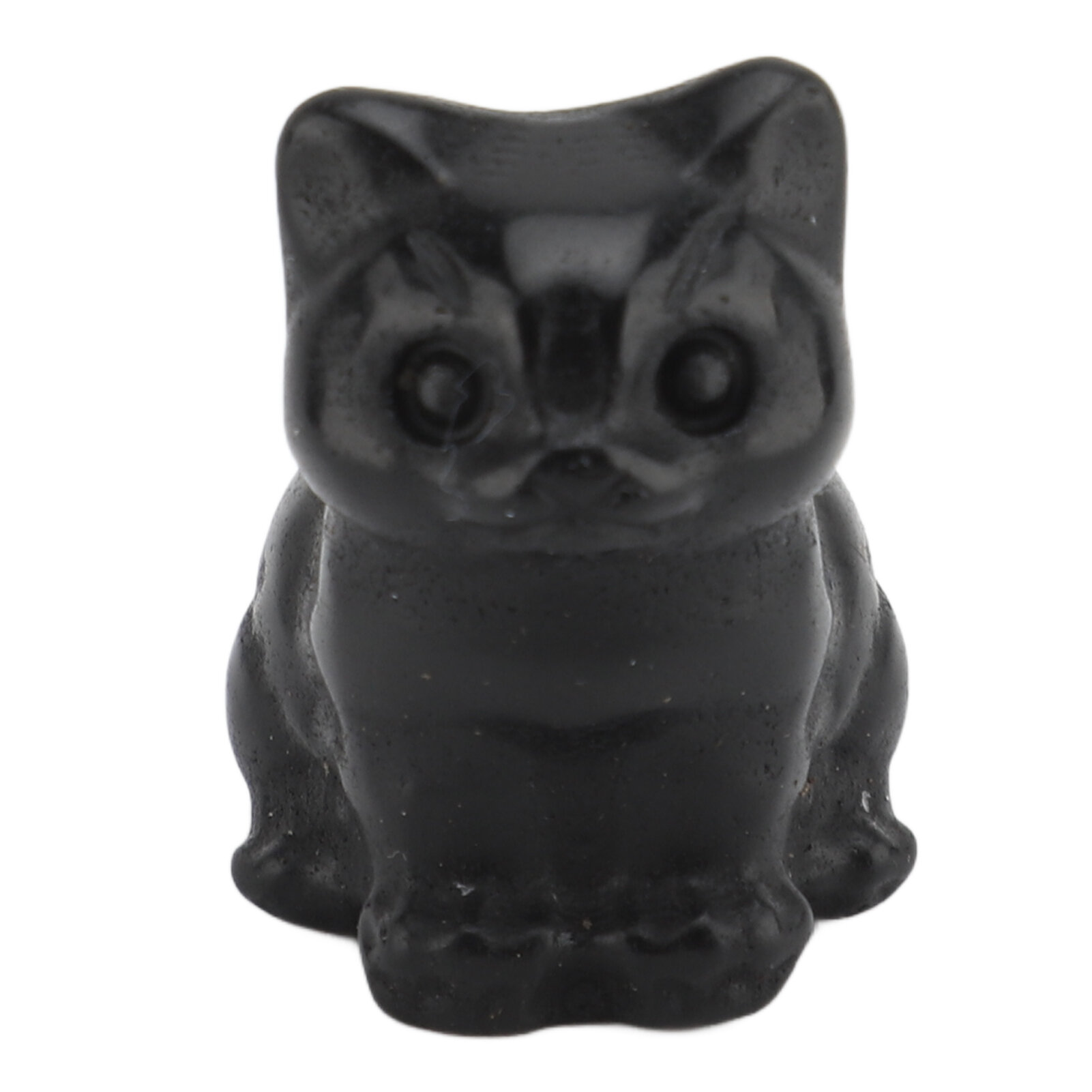 Статуэтка кошки из хрусталя, маленькая фигурка милого счастливого котенка, сидящего в униформе, украшение из драгоценного камня, декор для рабочего стола, обсидиан.