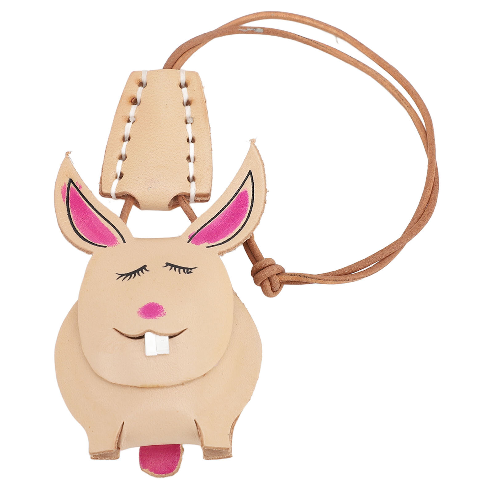 Подвеска в виде животного из коровьей кожи, винтажная, ручная работа, милая подвеска для сумочки, кошелек, украшение для женщин и мужчин в виде кролика.