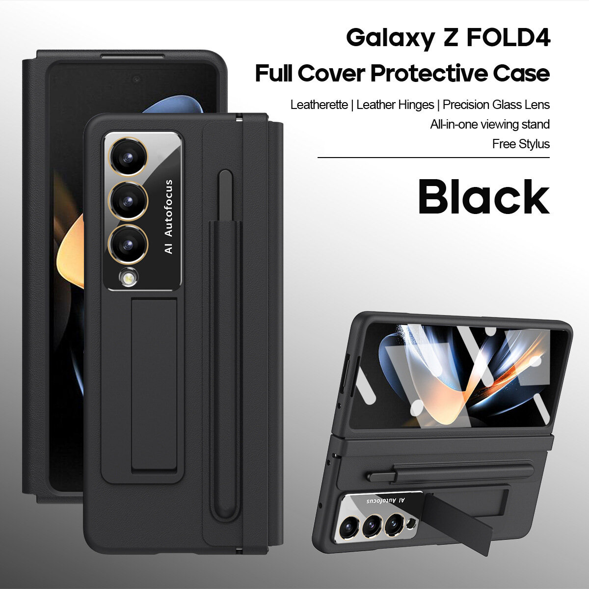 Чёрная защитная оболочка с отсеком для стилуса для Samsung Galaxy Z Fold 4