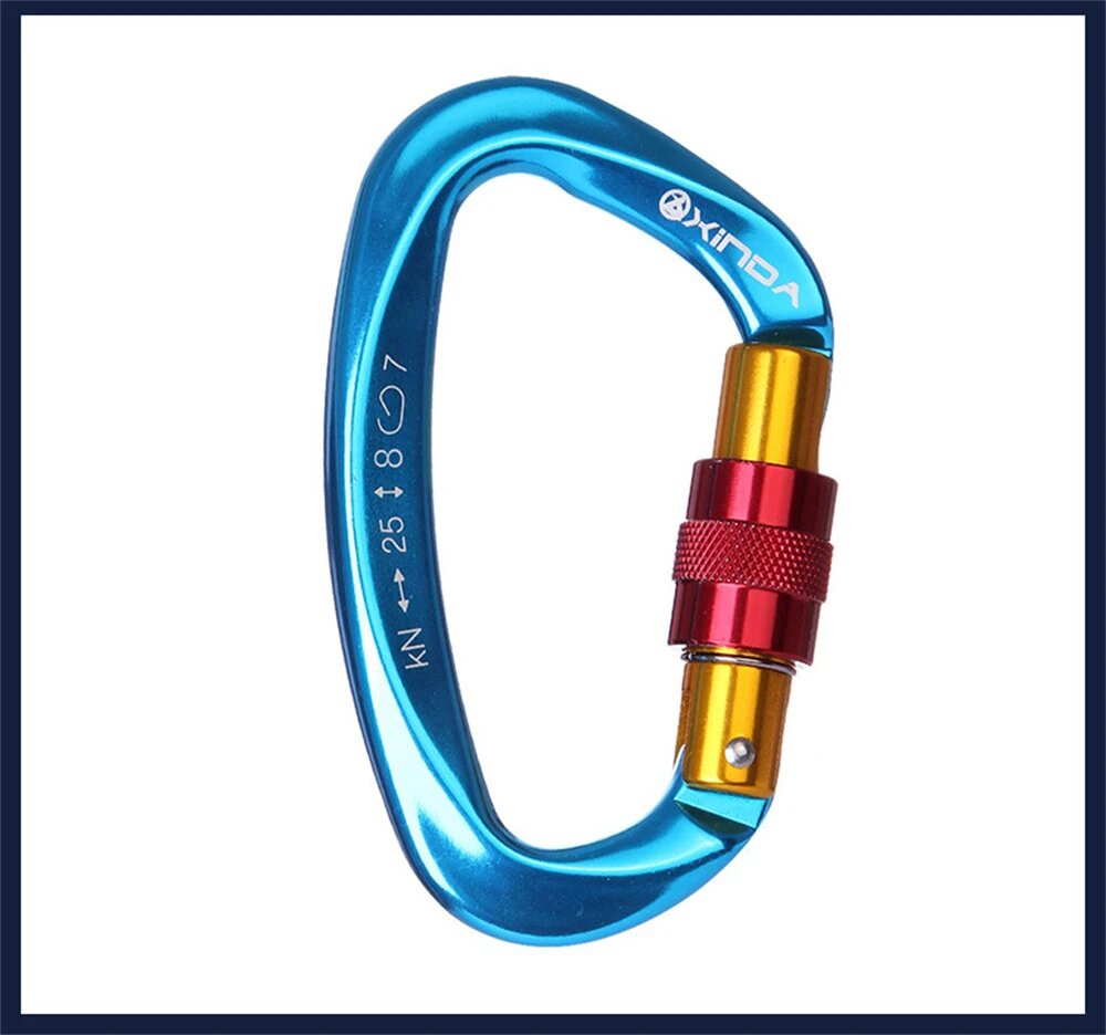 Карабин D-образный 25 кН, Алюминиевый, С Автоматической Защелкой, Для Альпинистских Строп, С Пружинным Замком
