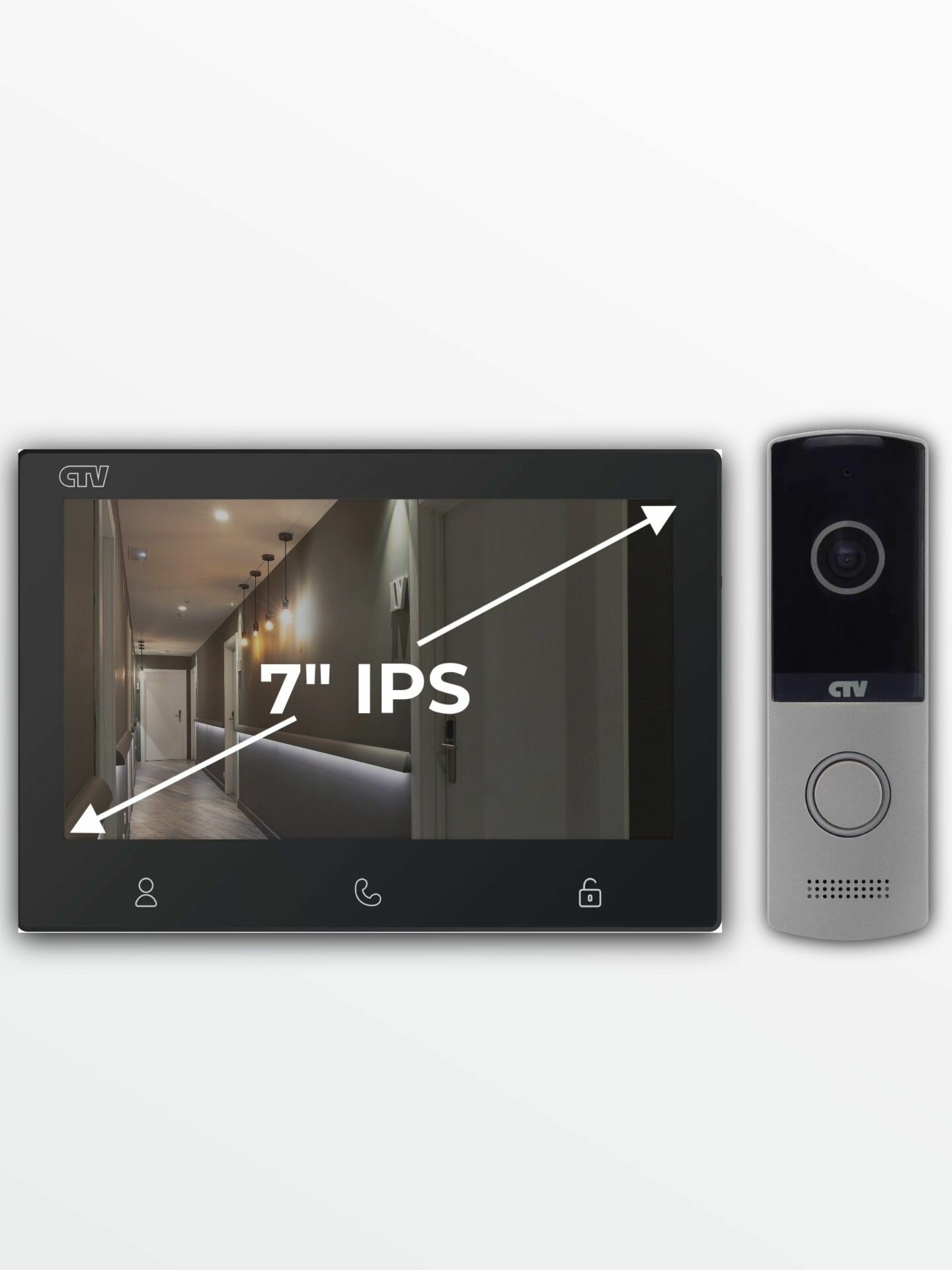 Комплект видеодомофон для квартиры: аналоговый монитор 7" CTV-M3712 Astra + вызывная панель CTV-D4003NG, для дома или офиса, удаленное открытие замка, подключение к подъездному домофону