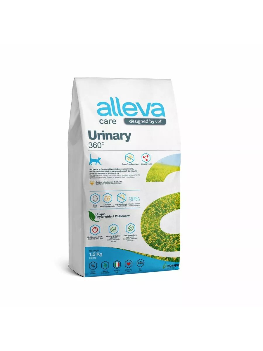 Корм Alleva Urinary 360, сухой, диетический, для кошек, 1.5 кг