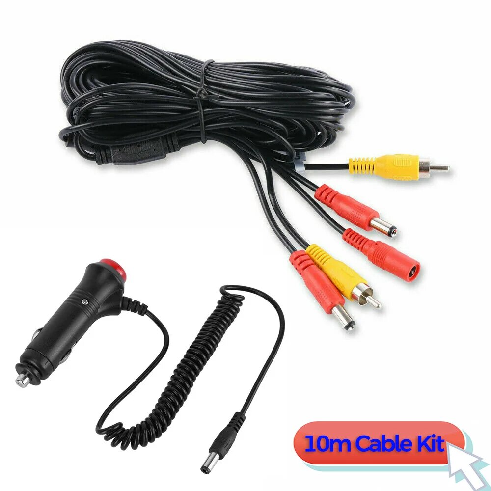 Кабель RCA для камеры заднего вида и монитора DC2.1, удлинитель для автомобильного 10m cable kit