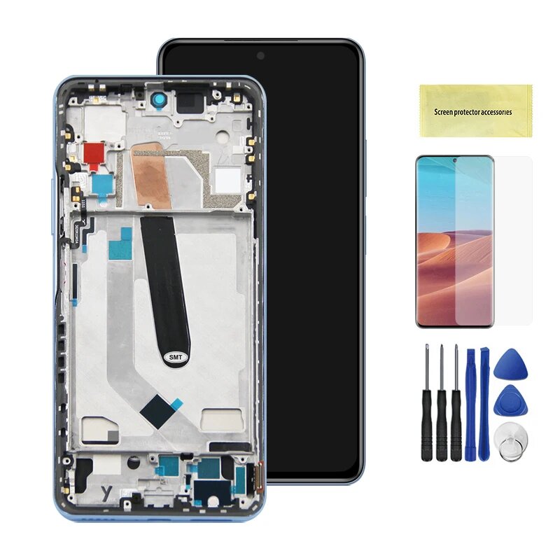 Экран дисплея TFT Poco F3, для Xiaomi Poco F3 M2012K11AG, ЖК-дисплей, дигитайзер With Blue Frame