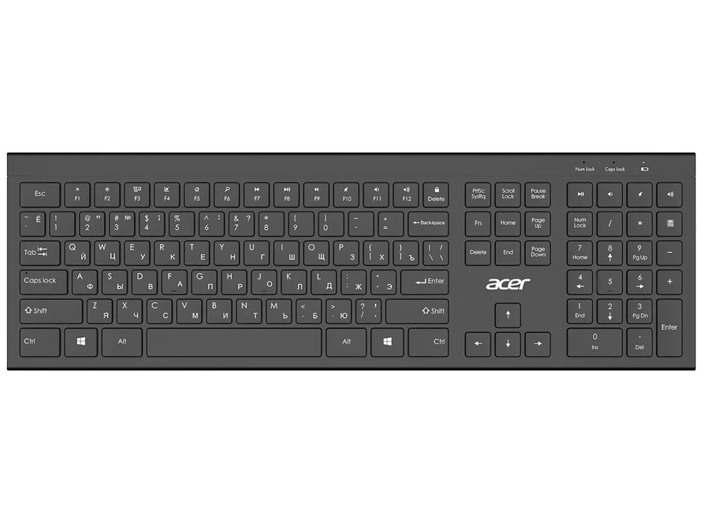 Клавиатура беспроводная Acer OKR300 (ZL. KBDEE.014) подсветка, numpad, Черный