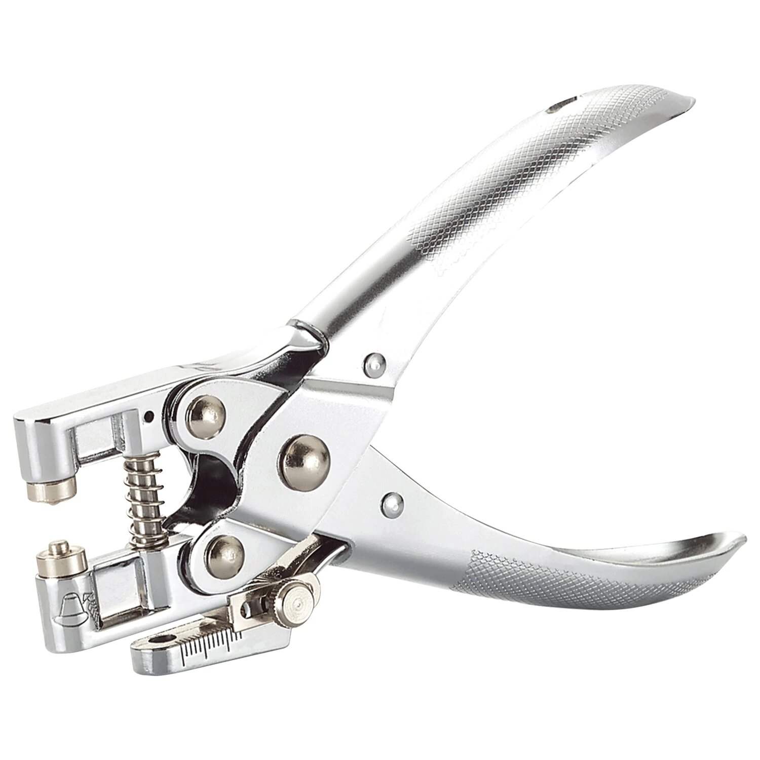 Дырокол на 1 отверстие для установки люверса (225143), диаметр отверстия 5 мм, до 30 листов, хром, KW-trio, 9718