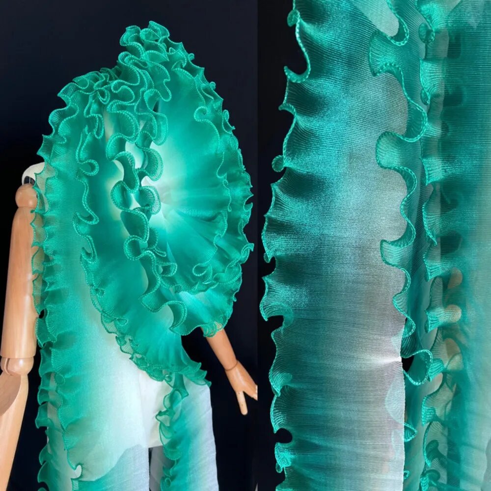 Кружевная ткань полиэстер 12 см 2 ярда волнистая градиентный цвет