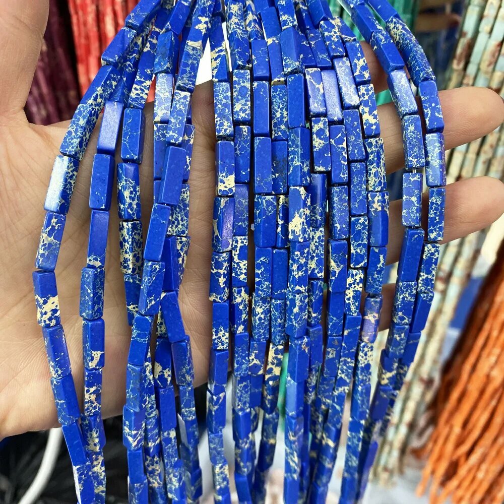 Бусины из агата прямоугольные 40 см Синий, Lapis Lazuli