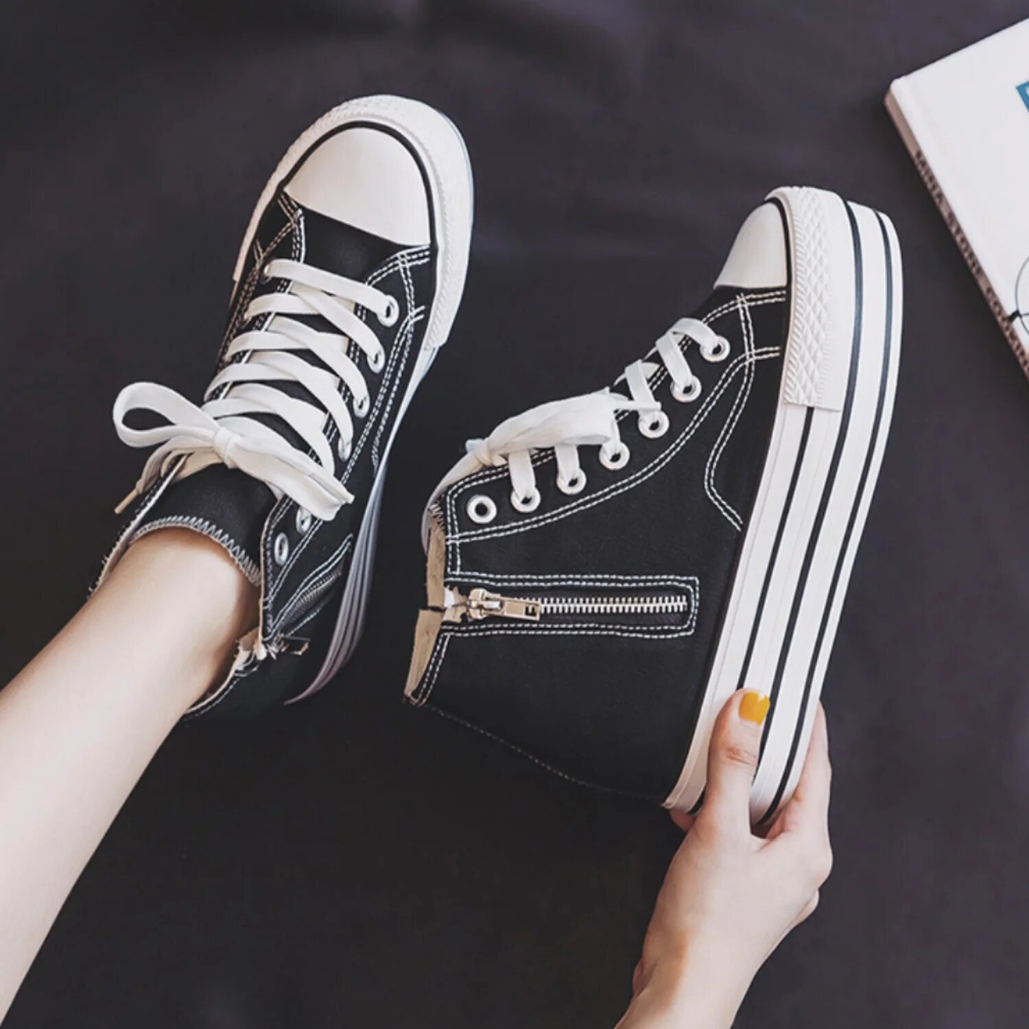 Кроссовки Women increase height 10cm canvas shoes