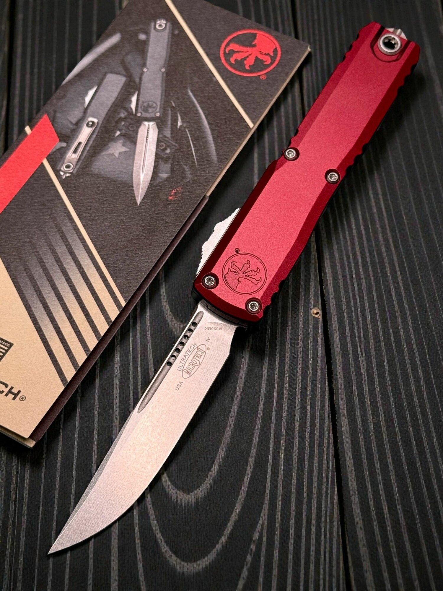 Нож складной MicroTech MCT1121410MR Ultratech Gen IV, StoneWash Blade, Merlot Handle