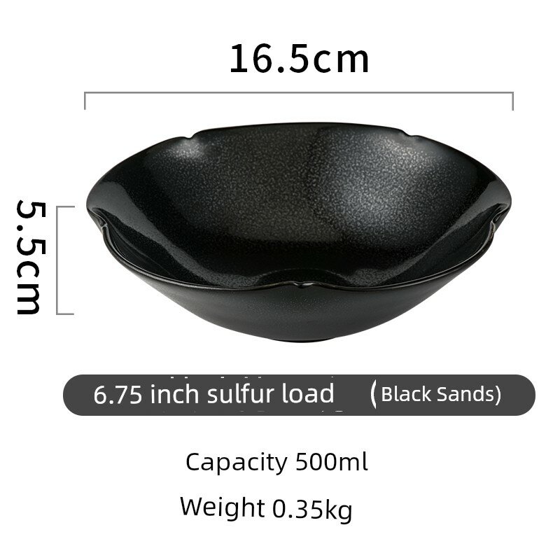 6,75-дюймовая ручная керамическая салатная миска с черно-золотым покрытием, подходит для риса, супа или десерта -