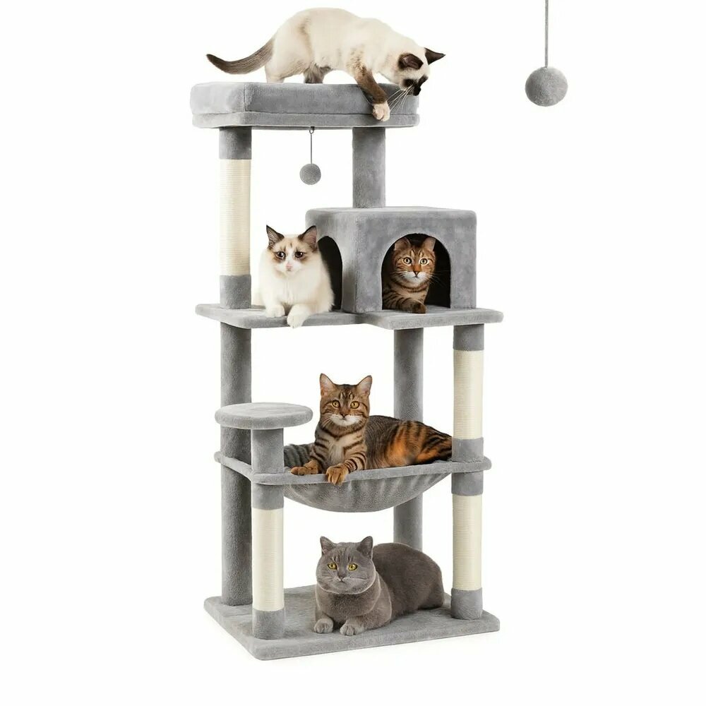 5-уровневый игровой комплекс с гамаком для крупных кошек