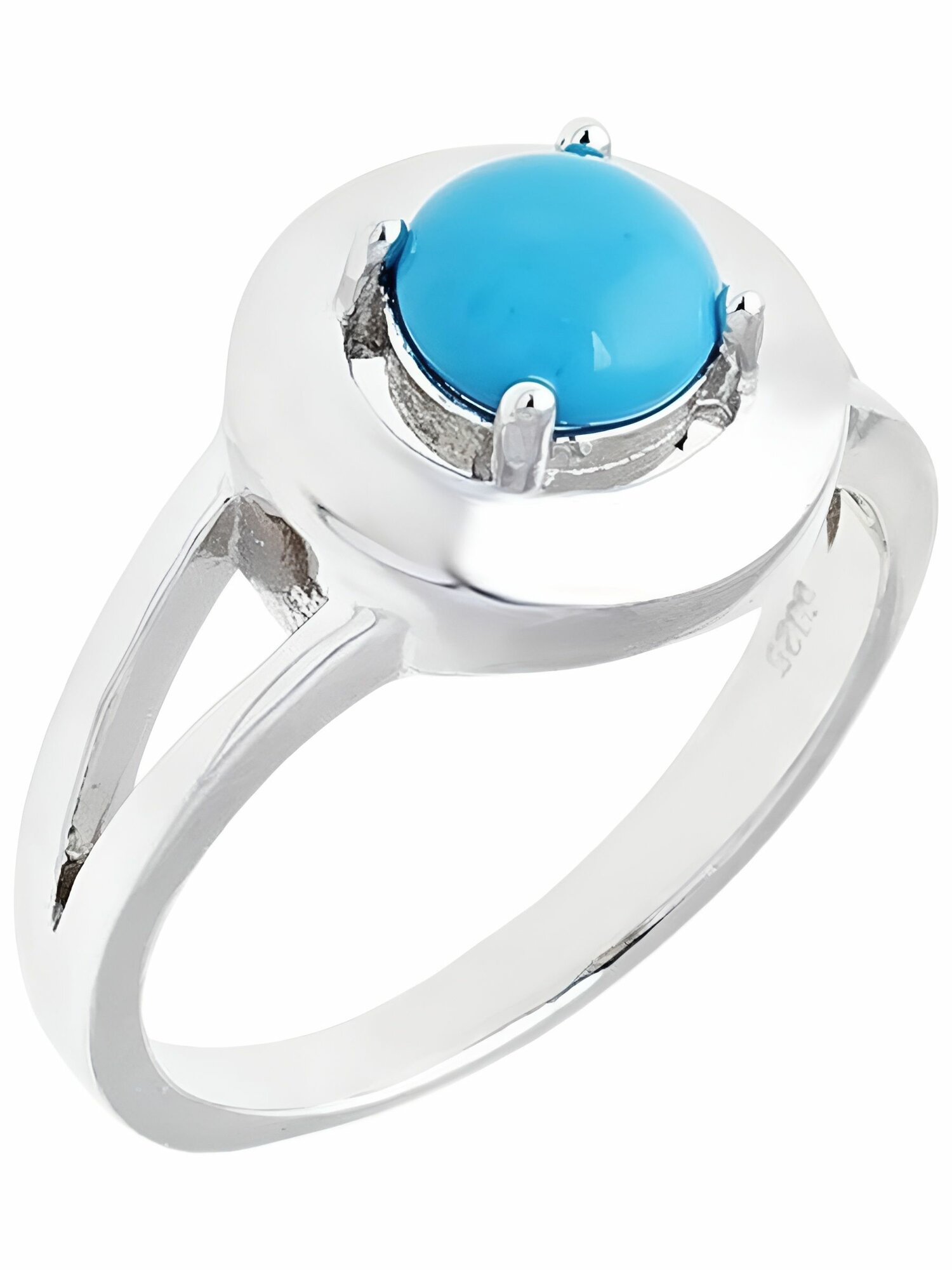 Кольцо тонкое, серебро, 925 проба, родирование, бирюза синтетическая