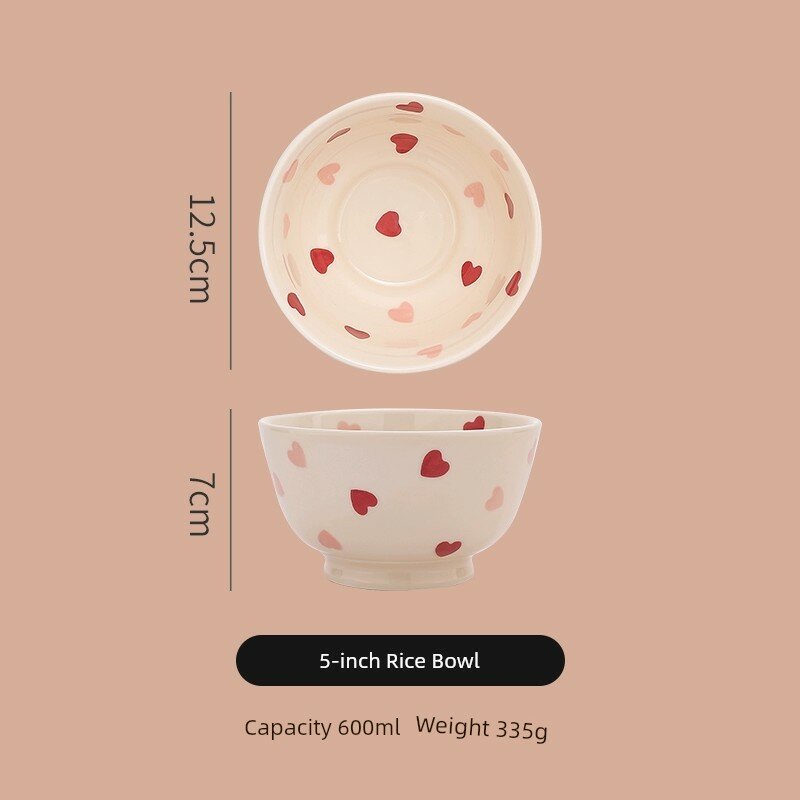 Керамическая посуда в форме сердца, кружка, тарелка для завтрака, высокая эстетическая ценность, 5inch миски для риса,