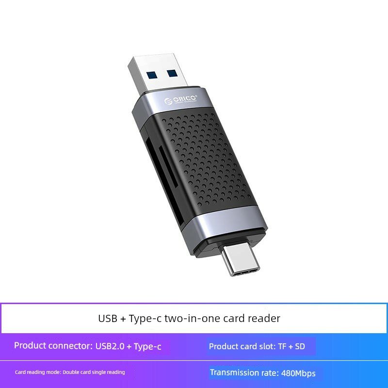 USB 2.0 USB 2.0 + Type-C двойной разъем карт-ридер с двойным слотом для SD и TF карт, последовательное чтение карт,