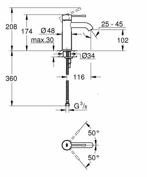 Смеситель для раковины Grohe Essence DN 15 S Supersteel 23590DC1