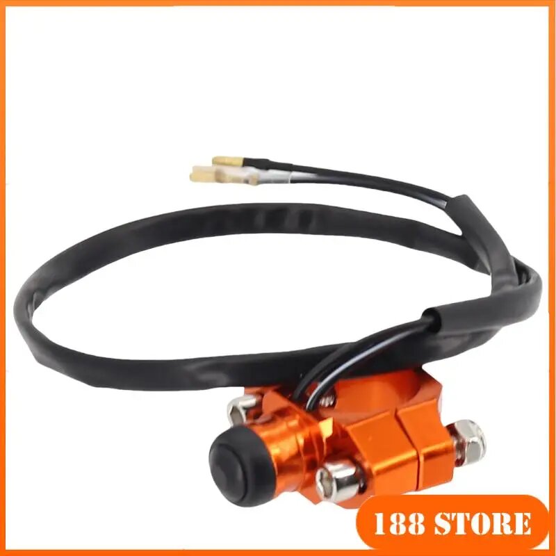 Для мотоцикла, универсальная кнопка остановки, пуска, вынос руля, пять цветов на Оранжевый, Orange