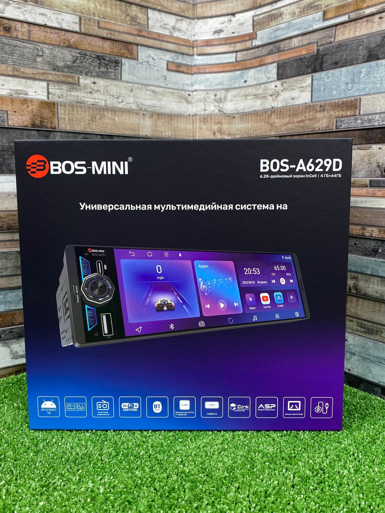 Автомагнитола BOS-MINI A629D, Android 12.0, 4gb/64gb, 1 DIN, GPS, WI-FI, BT.