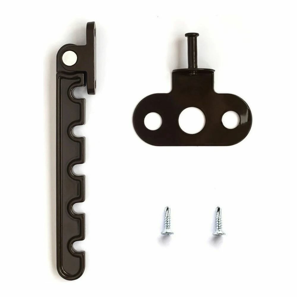 Ограничитель на окно Метизик металл, 5 позиций, с саморезами с буром, коричневый 5115.05