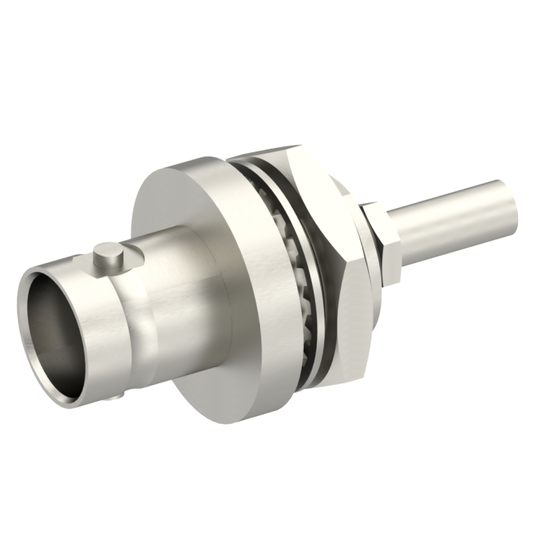 Китайский аналог(замена):6502-7071-002 BNC прямой разъем женский обжимного типа для кабеля 250 S, никель, передний монтаж, панель герметизирована