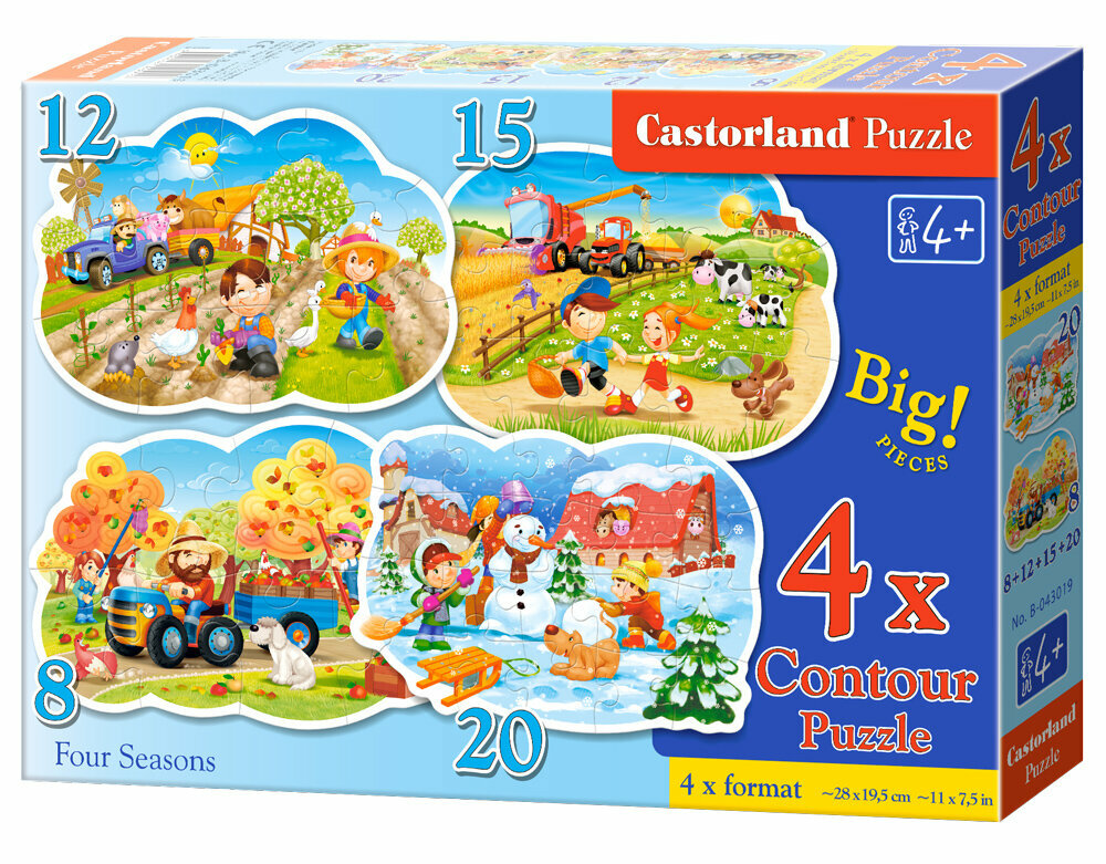 Castor Land Пазлы Четыре сезона контур 8+12+15+20 деталей (D3-043019) с 4 лет