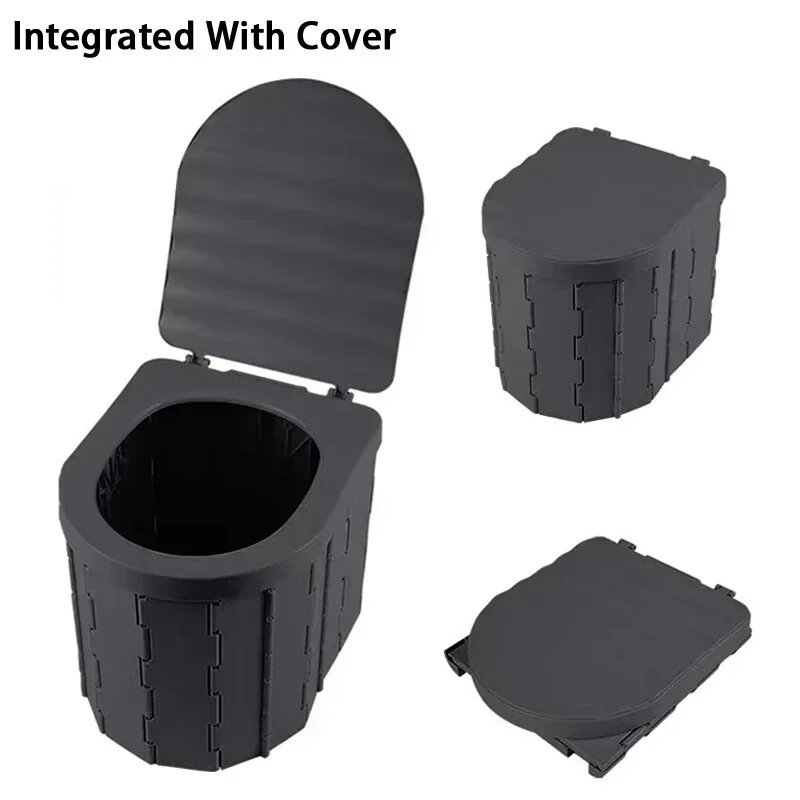Складной портативный туалет из ABS Black With Cover