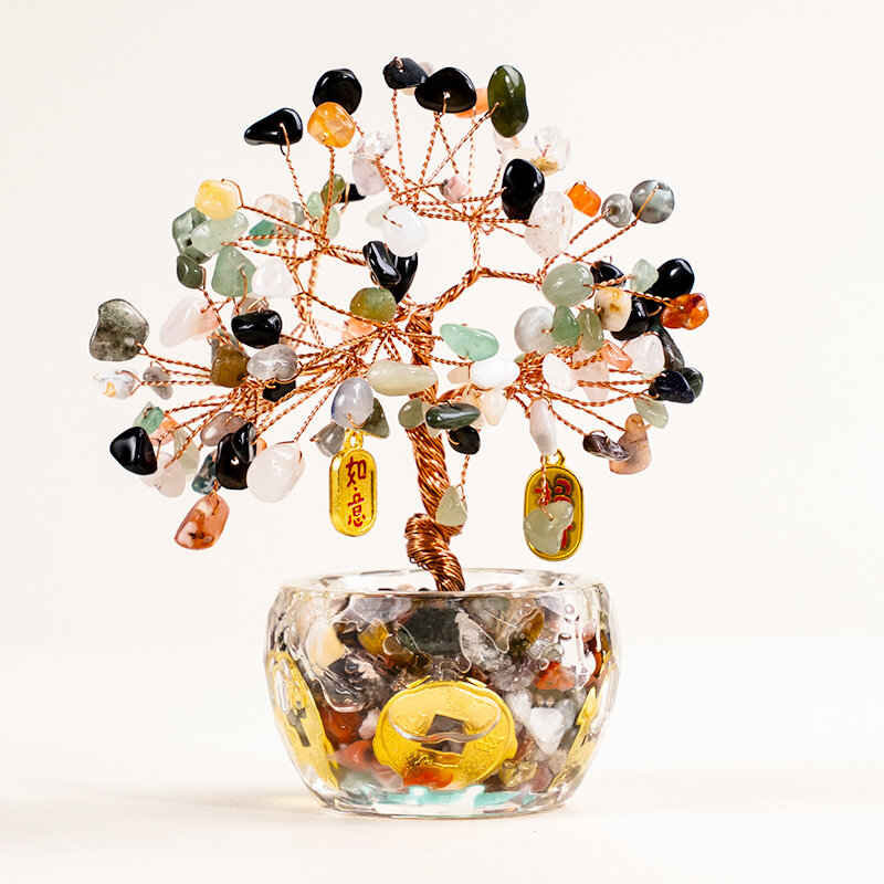 Натуральный кристалл, денежное дерево, кристаллическое украшение, привлекающее богатство, кристаллическое дерево, настольное украшение