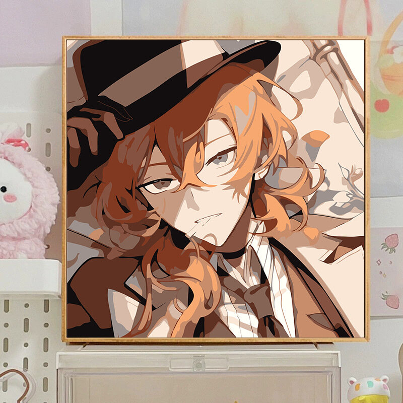 Bungo Stray Dogs Осаму Дадзай DIY Цифровая масляная живопись Раскраска ручной работы Накахара Чуя Аниме товары Акриловая живопись