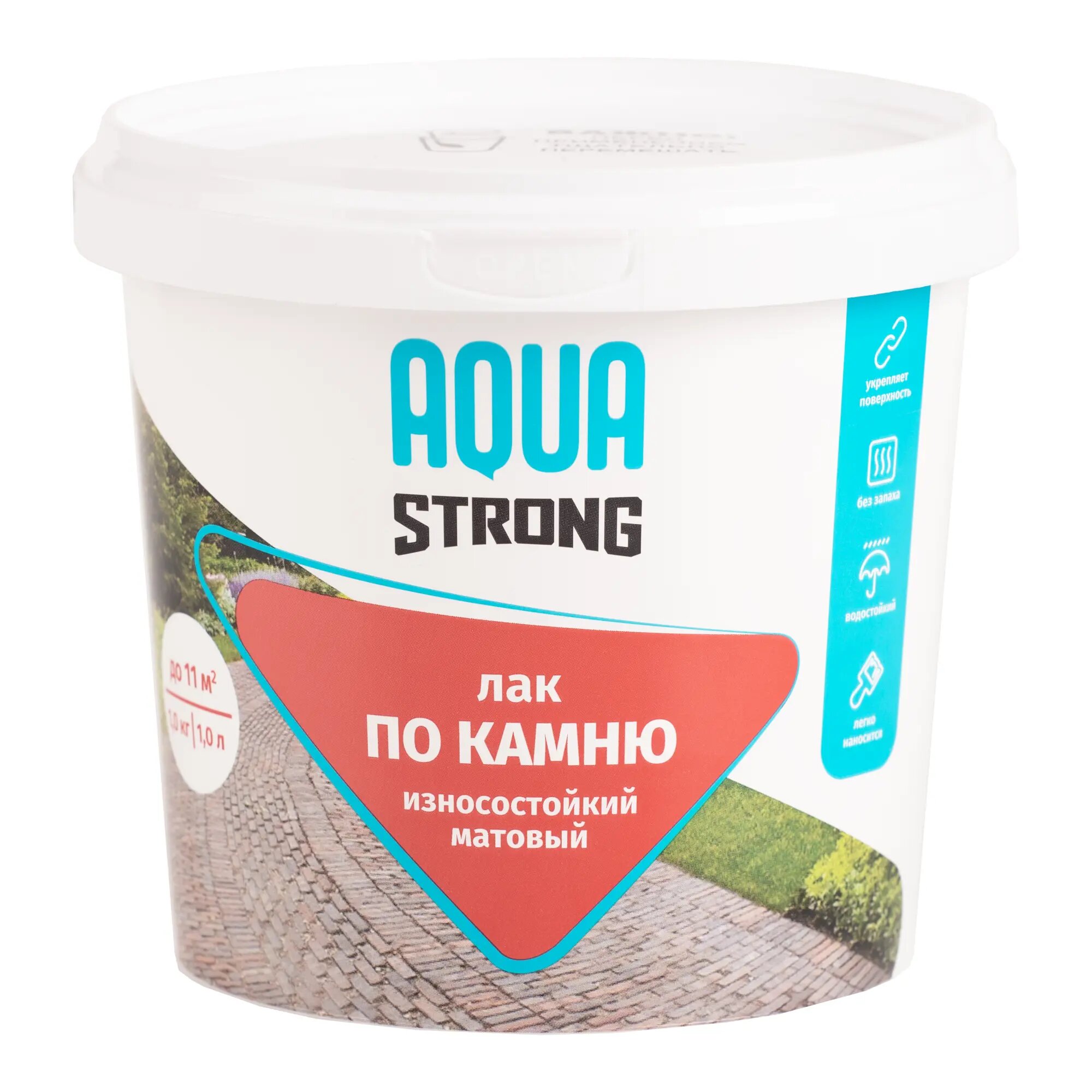 Лак по камню Aquastrong износостойкий матовый прозрачный 1.0 кг