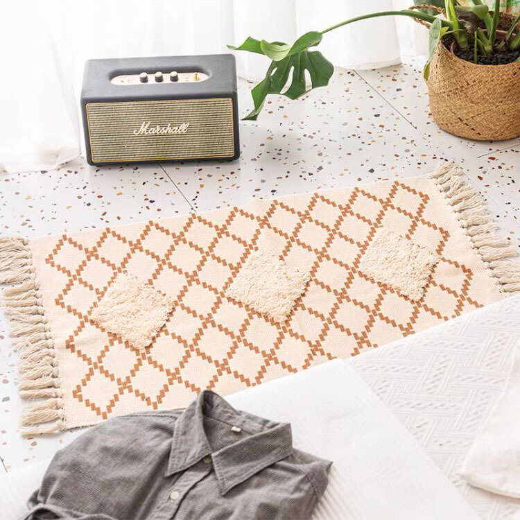 Скандинавский стиль, хлопковый льняной коврик с кисточками, плетеный напольный коврик для спальни, простой современный ковер, машинная стирка