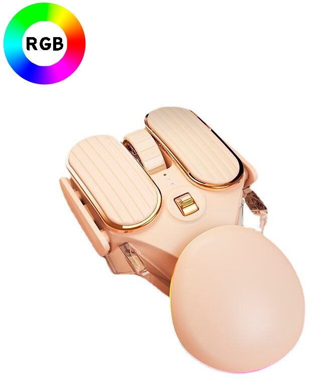 Механическая беспроводная мышь EWEADN Q3, бесшумная, игровая, Bluetooth 5.1 USB-штекер с подсветкой RGB, бежевый