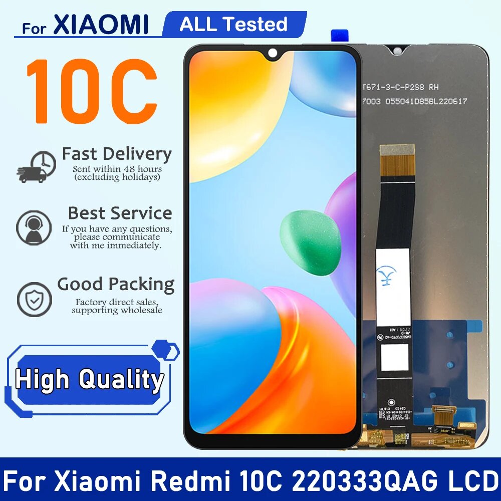 6,71 "10C экран для Xiaomi Redmi 10c ЖК-дисплей с цифровым преобразователем сенсорного экрана в сборе с рамкой для Redmi 10c ЖК-дисплей, запасные части