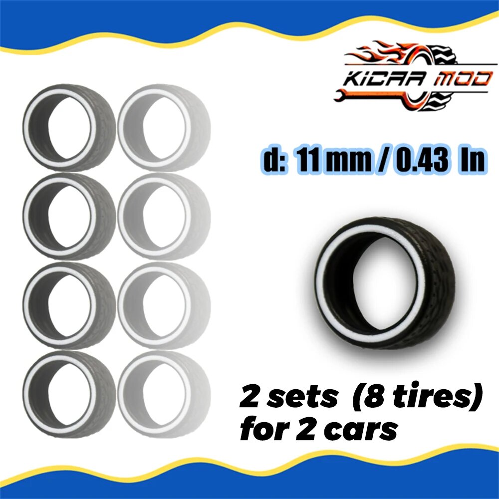 Колеса 1/64 White Ring Tires для Hot Wheels (8 шт.)