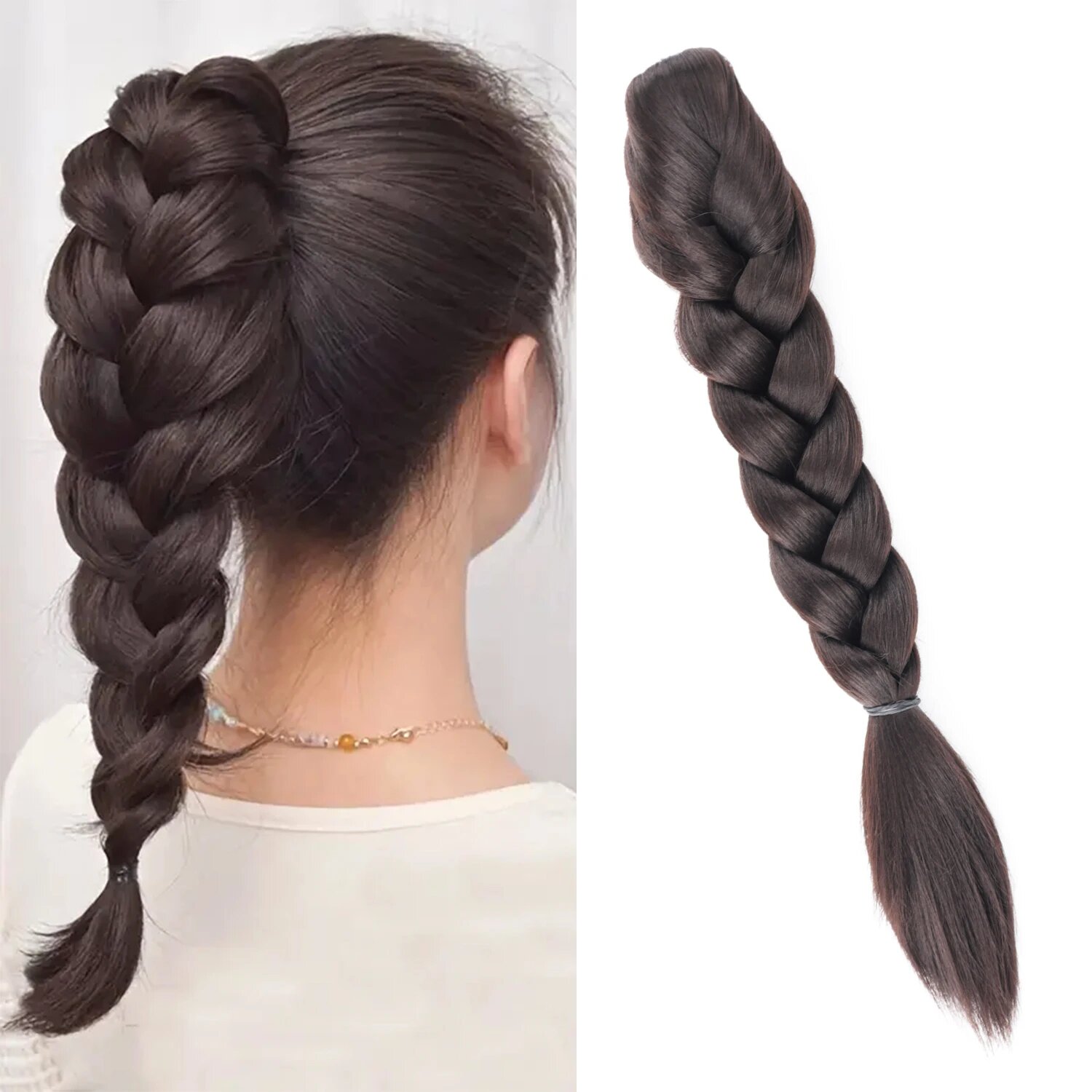 Синтетическая 14-дюймовая длинная закрученная коса, зажим для наращивания хвоста, пушистый термостойкий хвост, аксессуары для волос для женщин