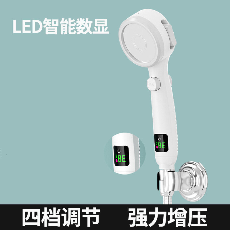 Четырехступенчатый интеллектуальный душ с цифровым дисплеем, LED-душ с контролем температуры, водонагреватель для ванной, набор для душа с одной кнопкой остановки