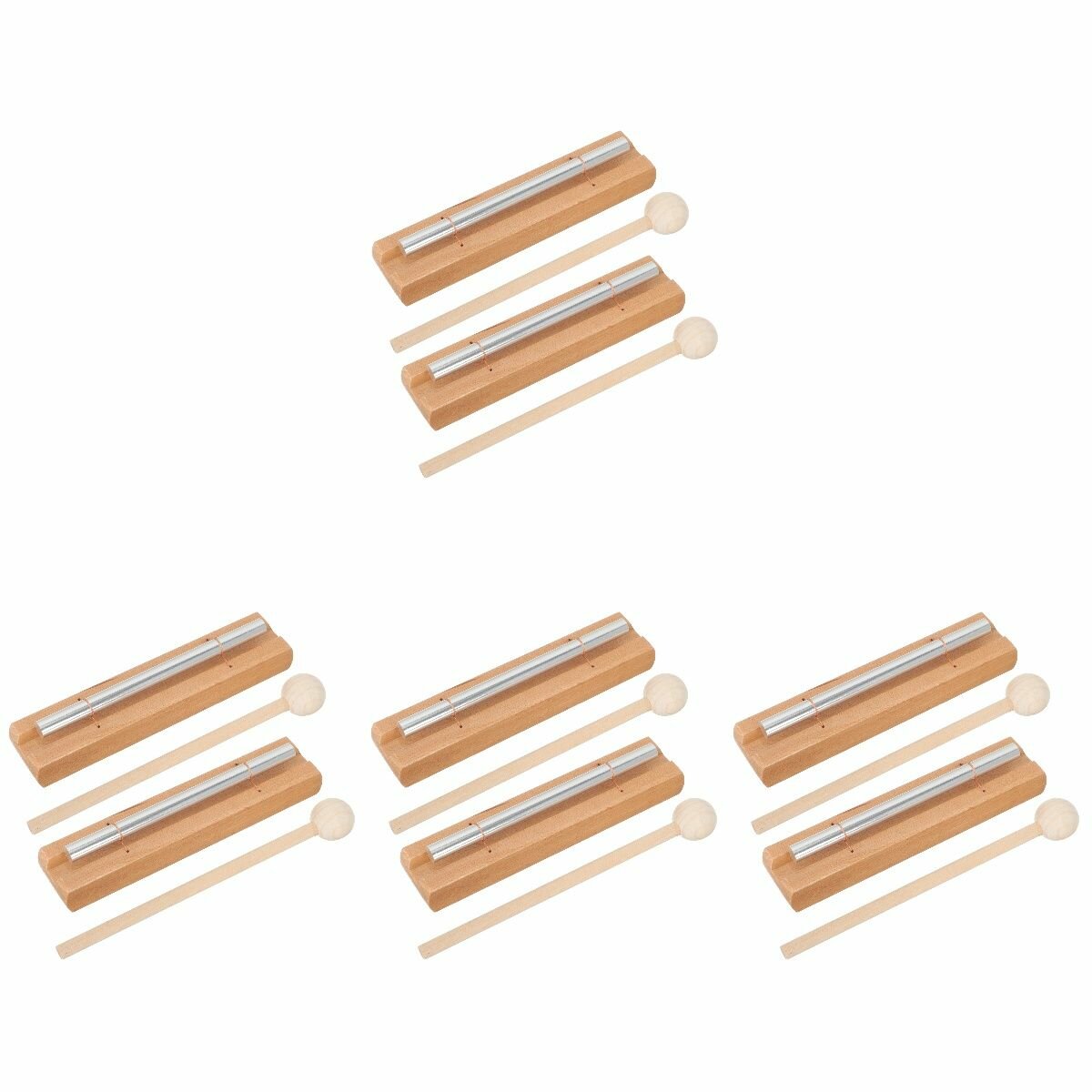 Набор из 8 медитативных колокольчиков из металла и дерева для дома