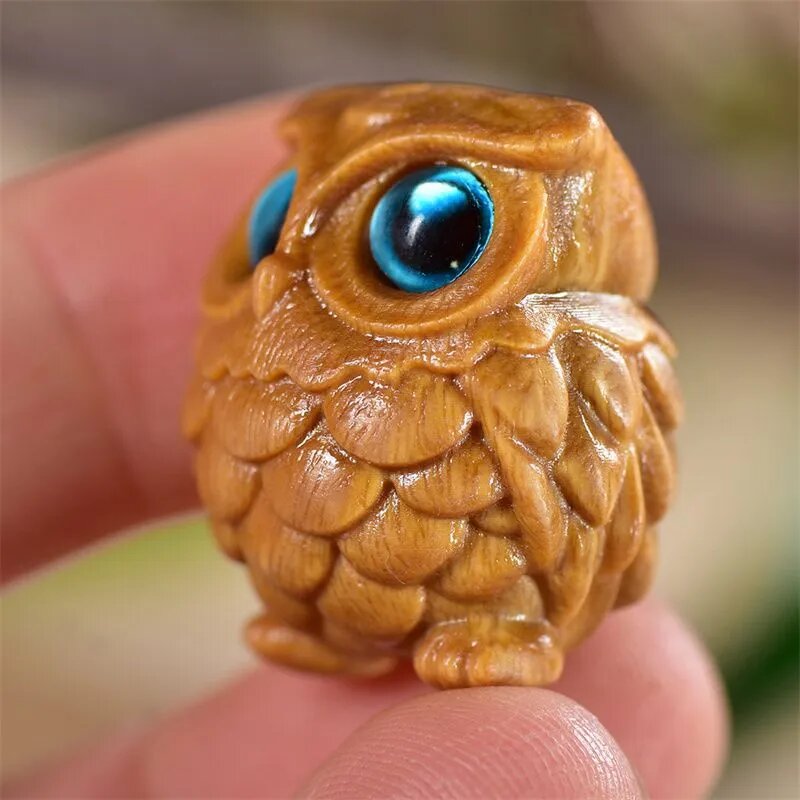 Зеленая сандаловое дерево резная милая сова