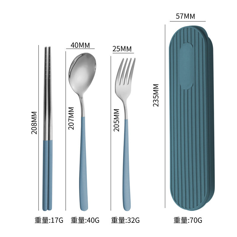 Корейский портативный набор посуды 304, набор палочек для еды, студенческая уличная посуда из нержавеющей стали, набор