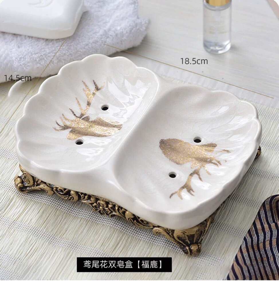 Керамический набор для ванной комнаты 1предметов, Soap dish，Белый，15.5*10*5.5cm голова оленя