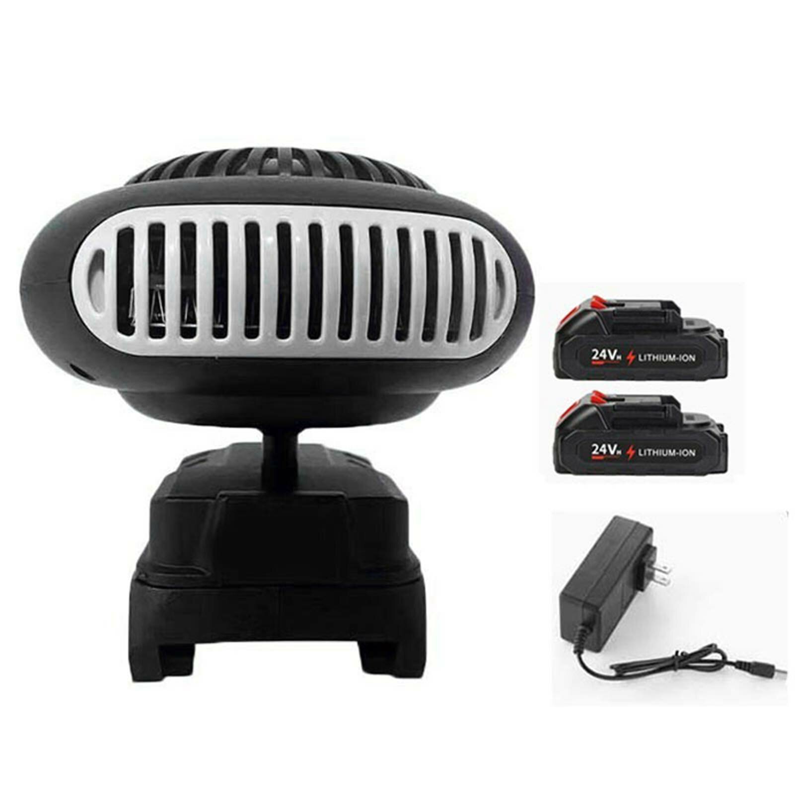 Портативный обогреватель на батарейках, небольшой электрический термостат, функция размораживания и удаления запотевания для использования на открытом воздухе, 2 батарейки, 1 зарядное устройство.