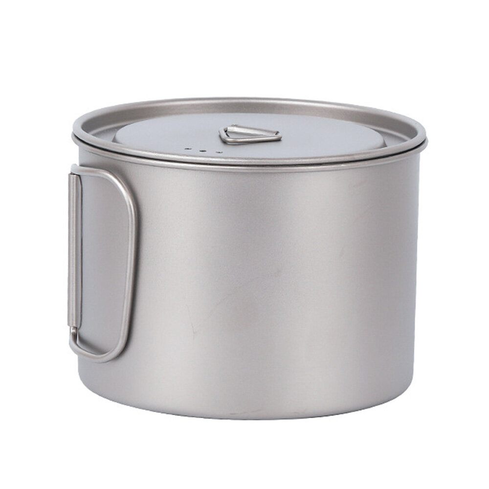 Титановая Походная Кастрюля: 0.9Л 140Г Гигиеничный Титан Складная Ручка - Ультралегкая для Пеших Походов и Бэкпэкинга с Крышкой