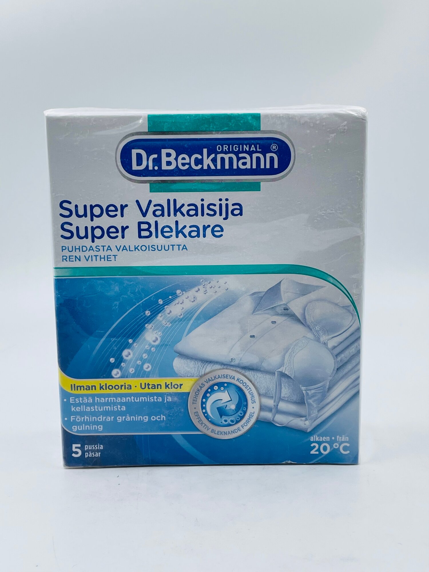 Dr. Beckmann Супер отбеливатель White Super, в упаковке 5 пакетиков по 40 г (Германия)