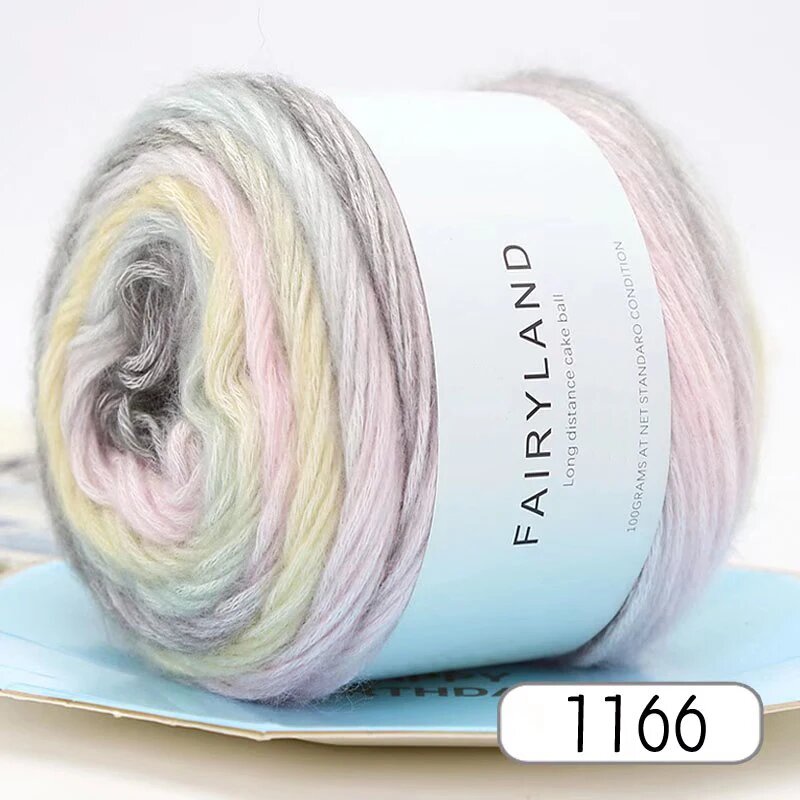 Радужная пряжа 100 г, хлопок/акрил 1166
