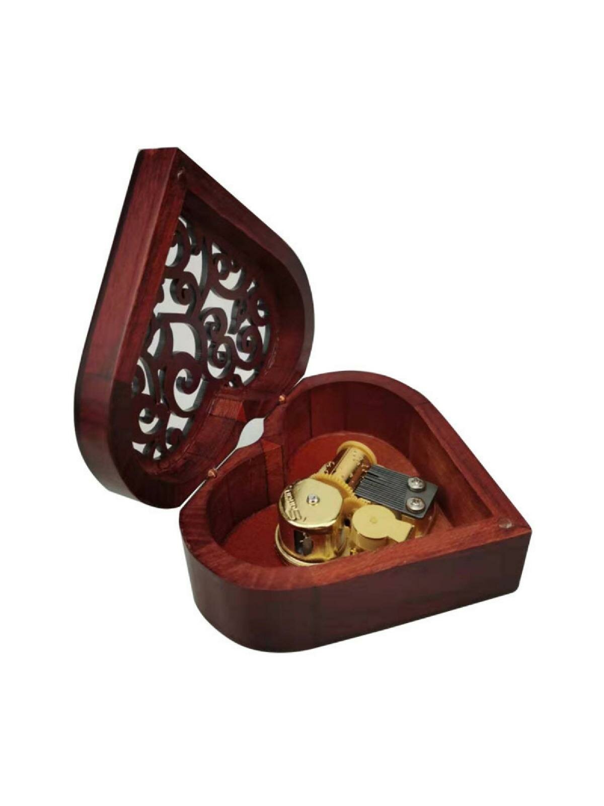 Музыкальная шкатулка с ретро-резным механизмом в форме сердца, заводная музыкальная шкатулка в подарок